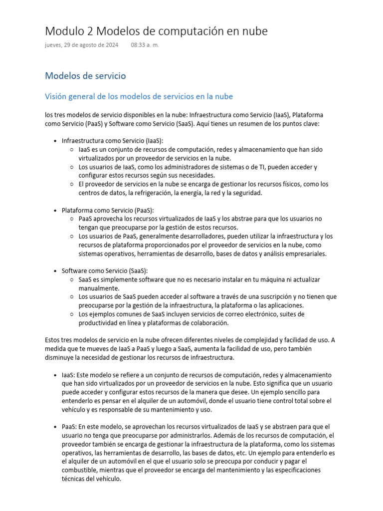 Modulo 2 Modelos de Computación en Nube | PDF