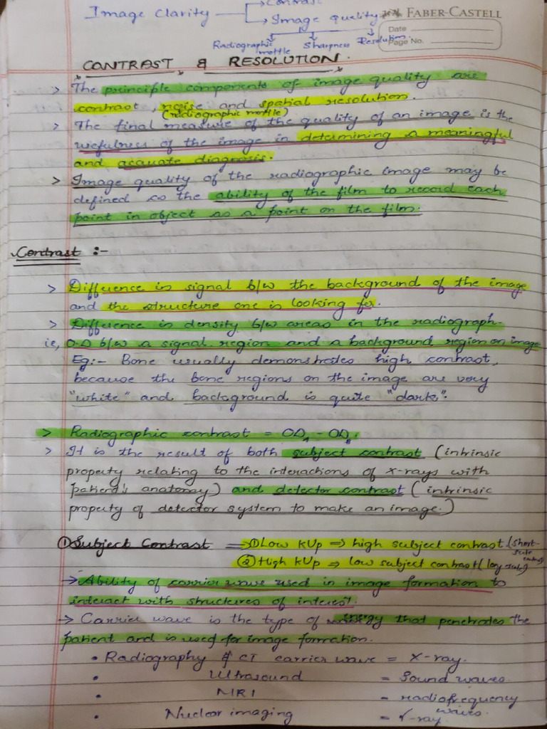 Contrast and Resolution | PDF