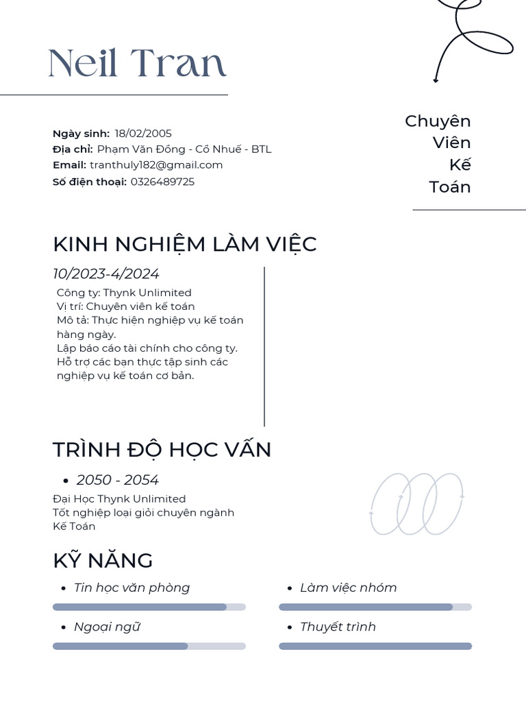 Neil Tran: Kinh Nghiệm Làm Việc | PDF