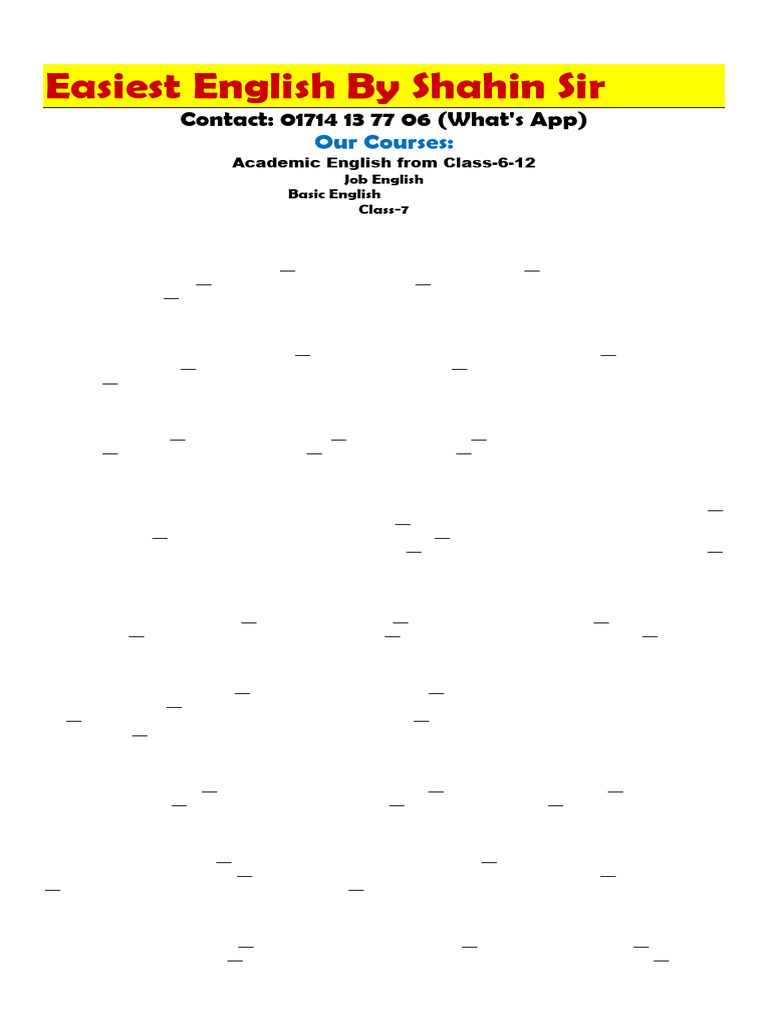 Class 7 Preposition (Question No-6) | PDF
