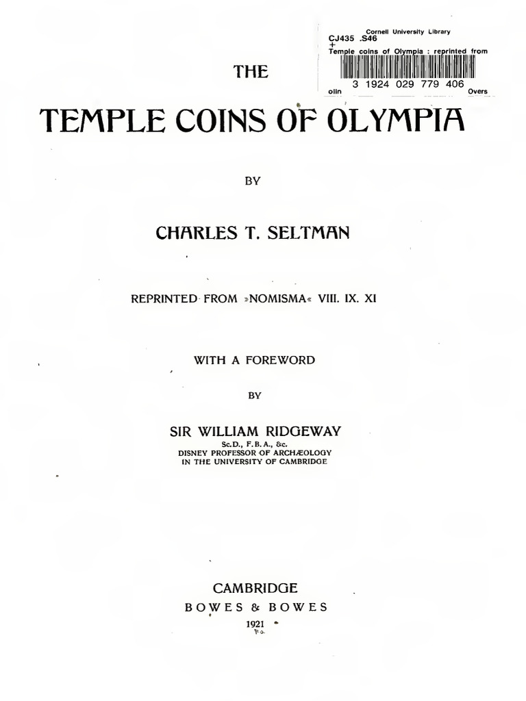 Seltman. Temple Coins of Olympia 1921 | PDF