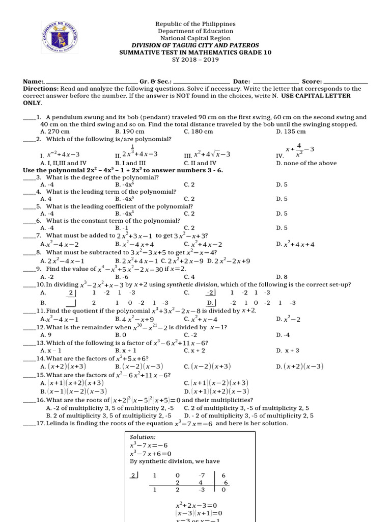 Exercises Polynomials | PDF
