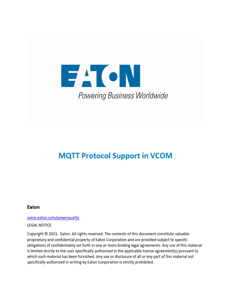 MQTT Support in VCOM | PDF