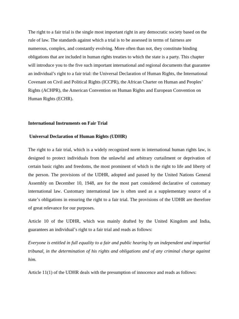 International Fair Trial Rights Overview | PDF | Right To A Fair Trial ...