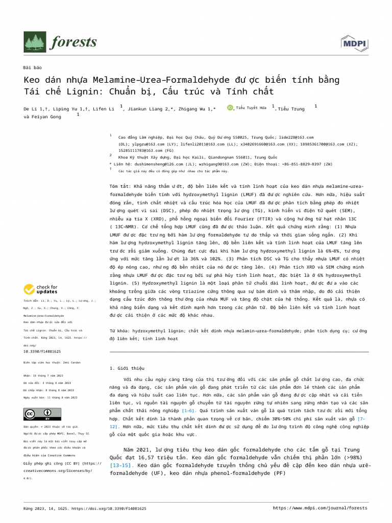 Melamine-Urea-Formaldehyde Resin Adhesive Modified (Dich) | PDF