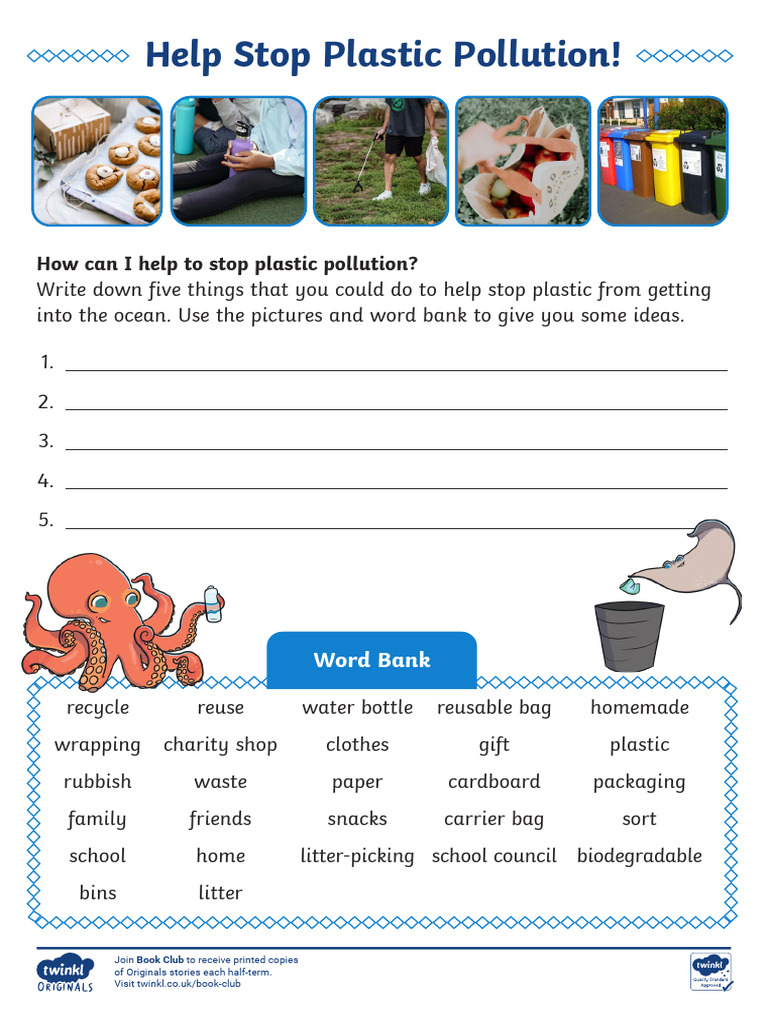 Help Stop Platic Pollution Activity Sheet | PDF