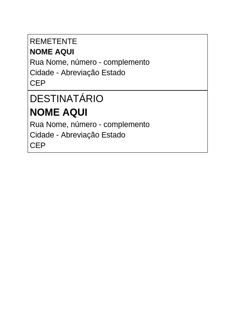 Modelo Etiqueta Correios | PDF