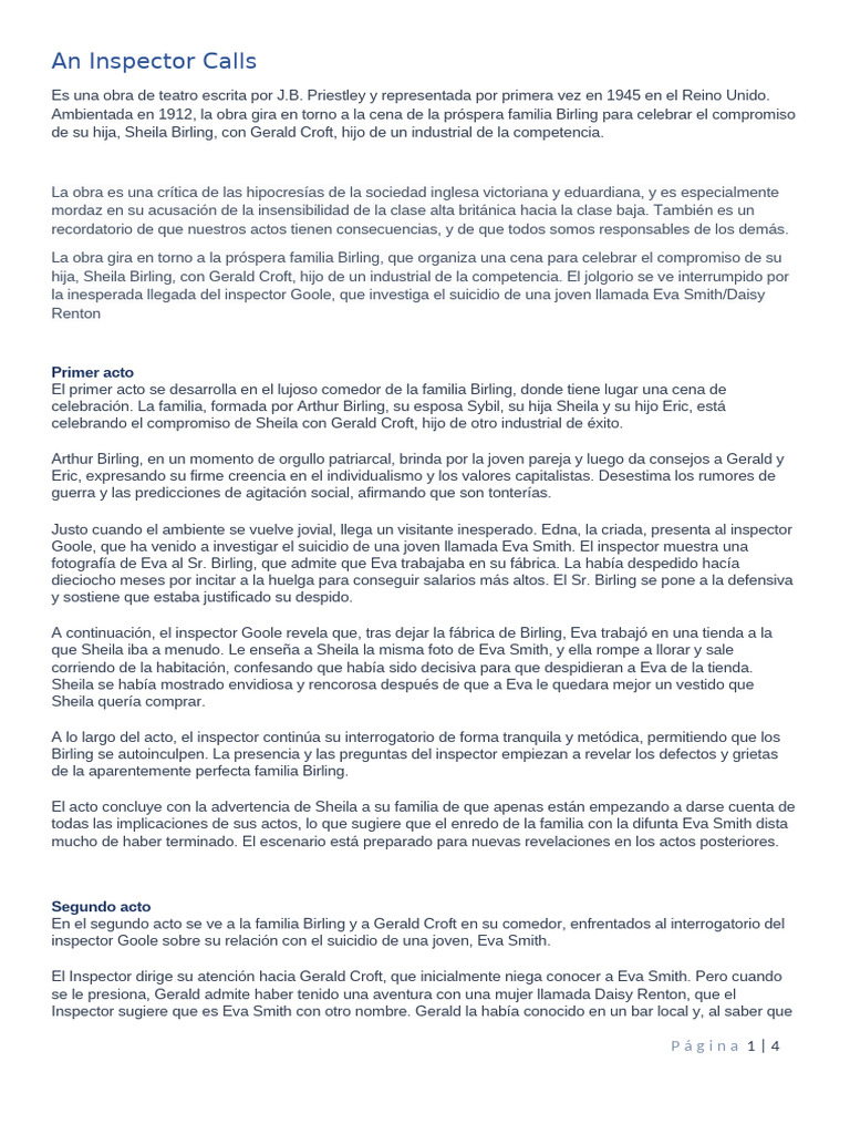 An Inspector Calls | PDF | English Language Plays | West End Theatre