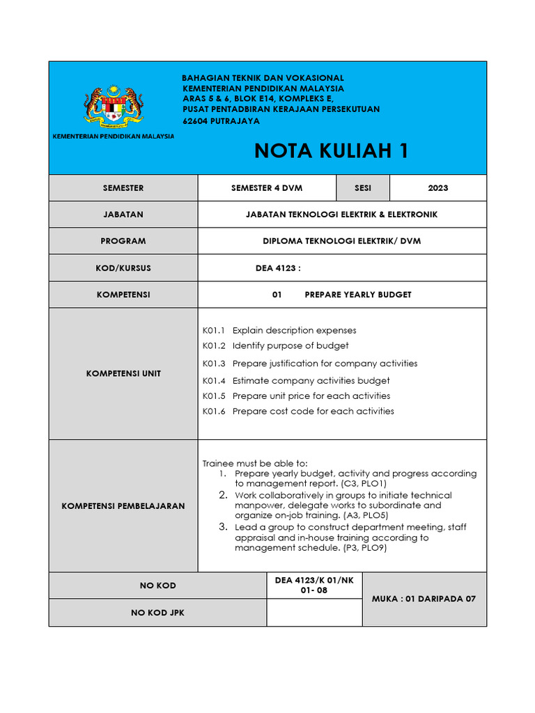 Nota Kuliah 1 | PDF