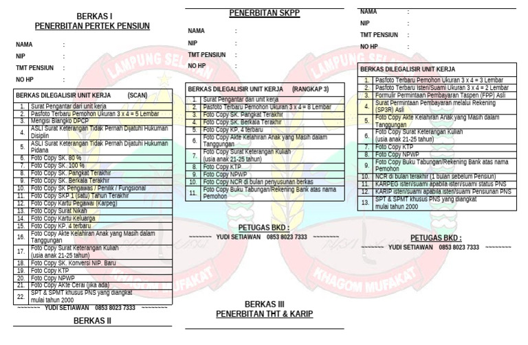 Persyaratan Pensiun BUP | PDF