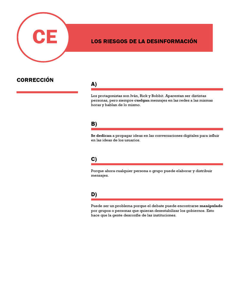 Ce Los Riesgos de La Desinformacion Correccion | PDF