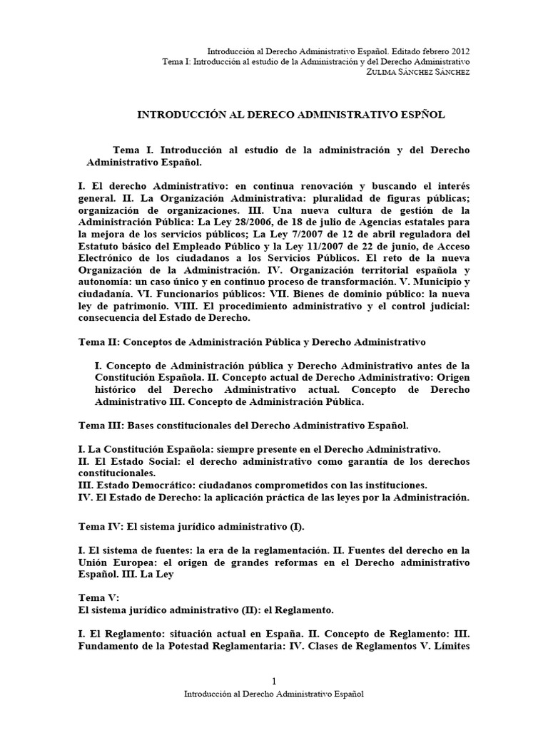 Apuntes. INTRODUCCIOÌ N AL DERECO ADMINISTRATIVO ESPNÌ OL | PDF