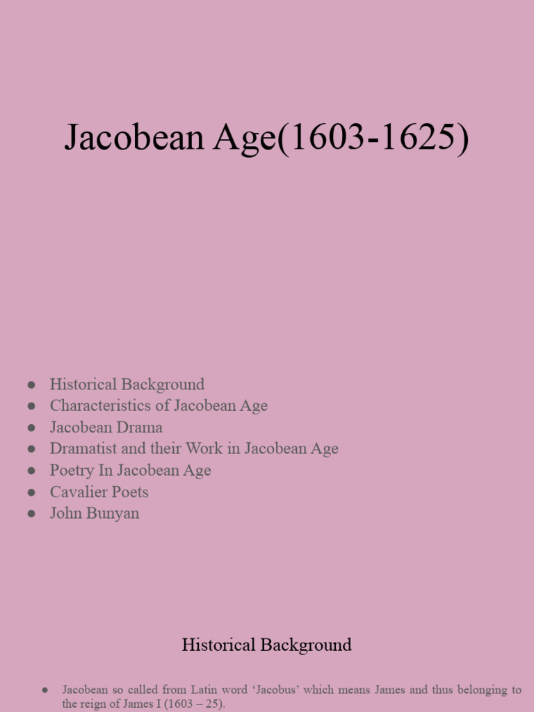 Jacobean Age (1603-1625) | PDF