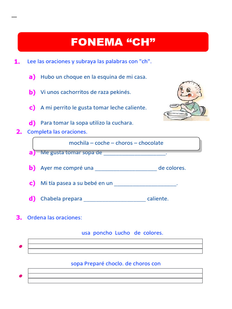 Fonema CH para Primero de Primaria | PDF