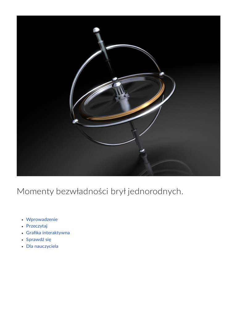 Momenty Bezwladnosci Bryl Jednorodnych | PDF