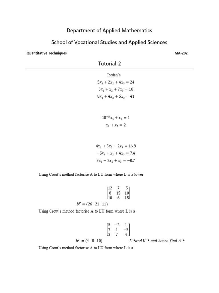 Department of Applied Mathematics School of Vocational Studies and ...