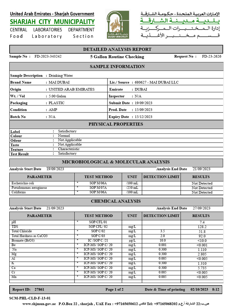 Water Test Report 1-2-3-4-5-6-7 | PDF