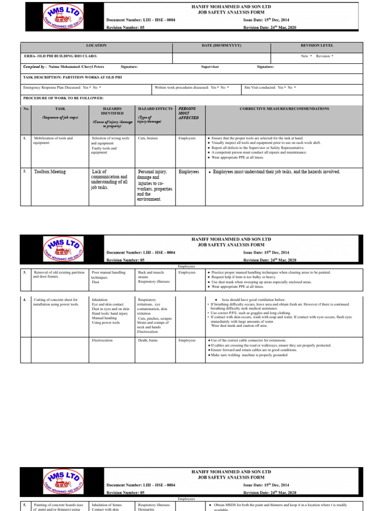 JSA Partition Works at Old PHI-rev SDHV & Skin Clinic | PDF