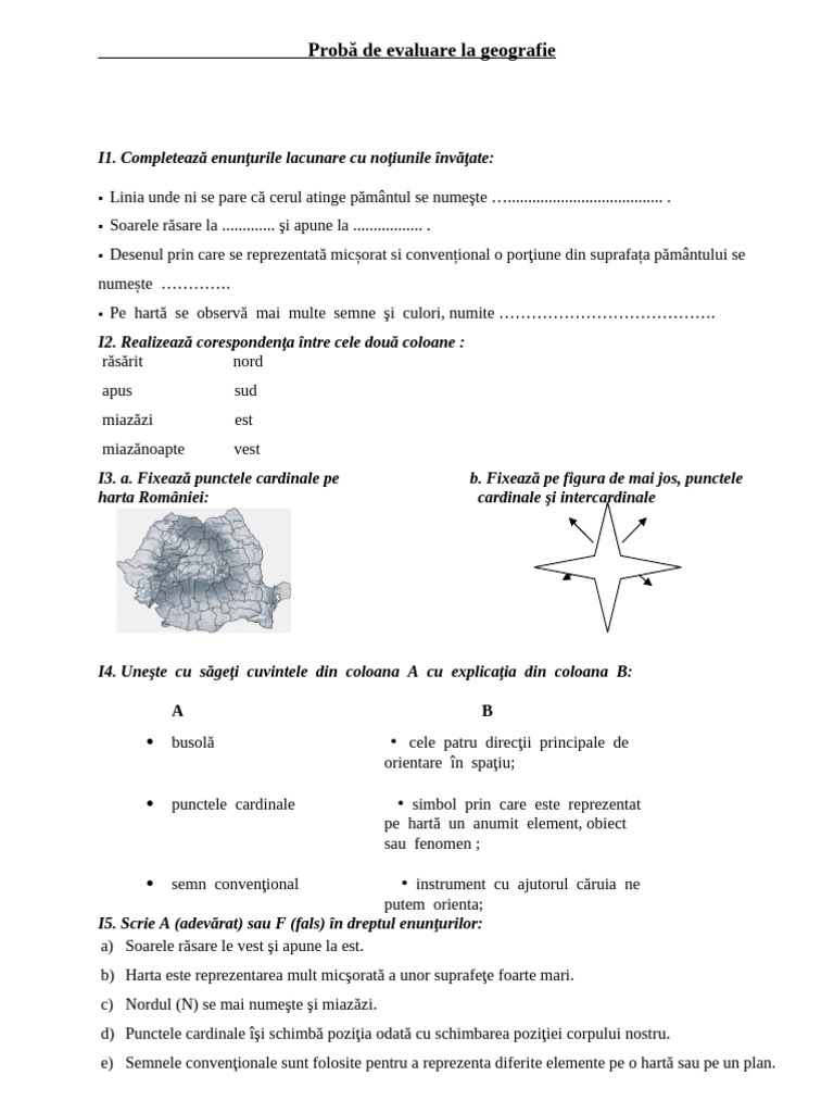 Proba de Evaluare Geografie | PDF