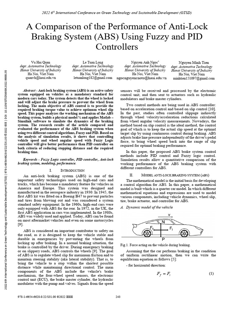 A Comparison of The Performance of Anti-Lock Braking System ABS Using Fuzzy and PID Controllers ...