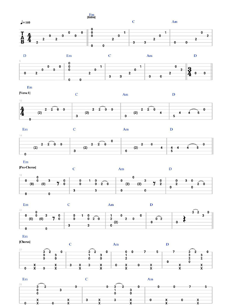 Miraculous Tabs - Capo 4th Fret | PDF