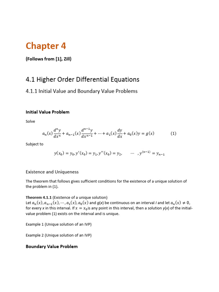 Chapter 4 ODE01 | PDF | Boundary Value Problem | Ordinary Differential Equation