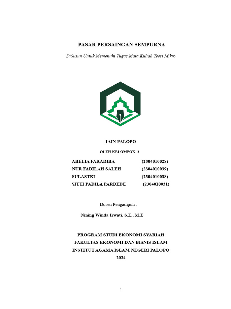 Pasar Persaingan Sempurna | PDF