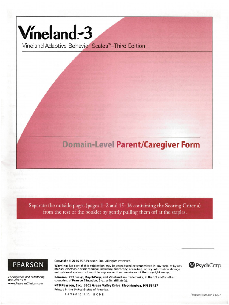 Vineland 3 Test | PDF