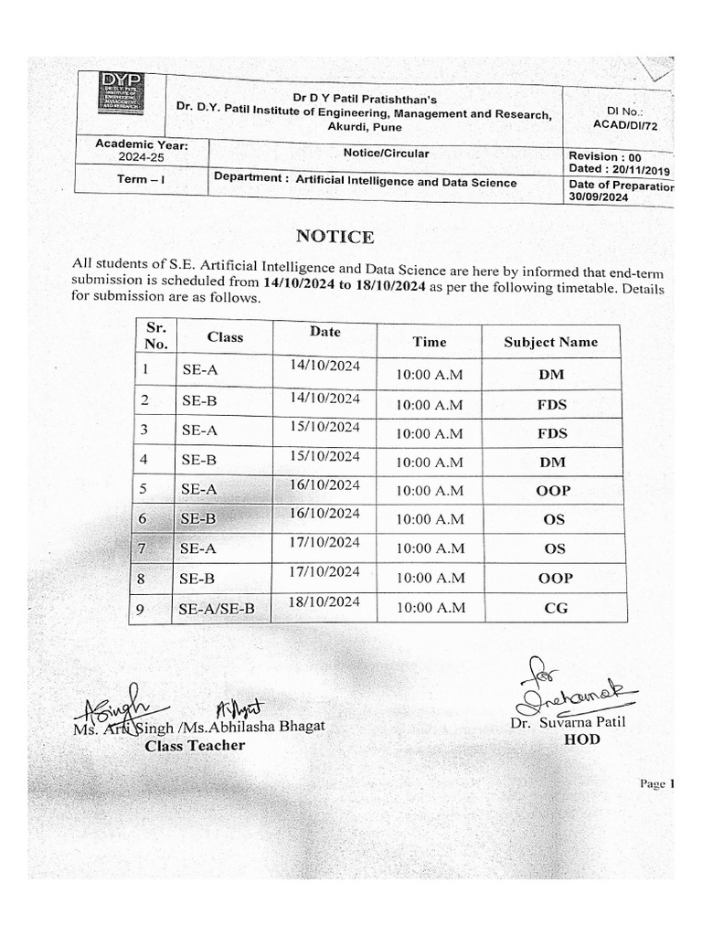 Notice End Term Submission | PDF Notice End Term Submission | PDF