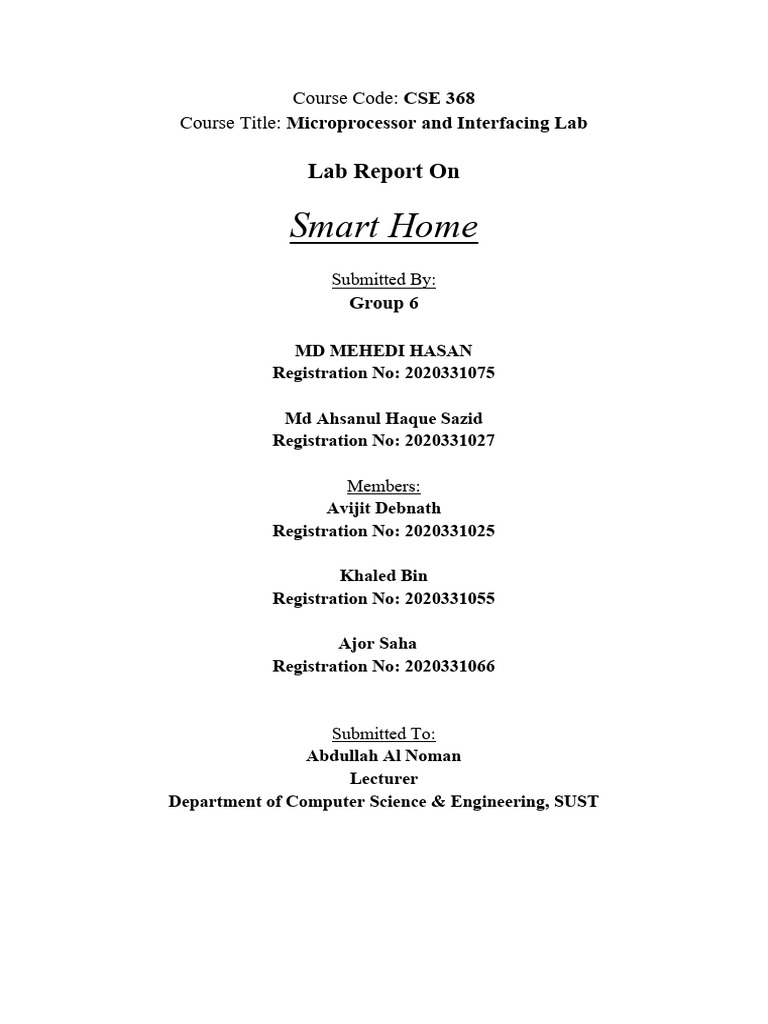 Smart Home | PDF | Internet Of Things | Microcontroller