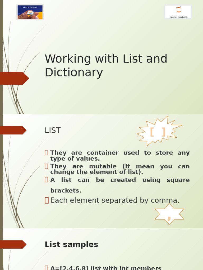 Working With List and Dictionary | PDF