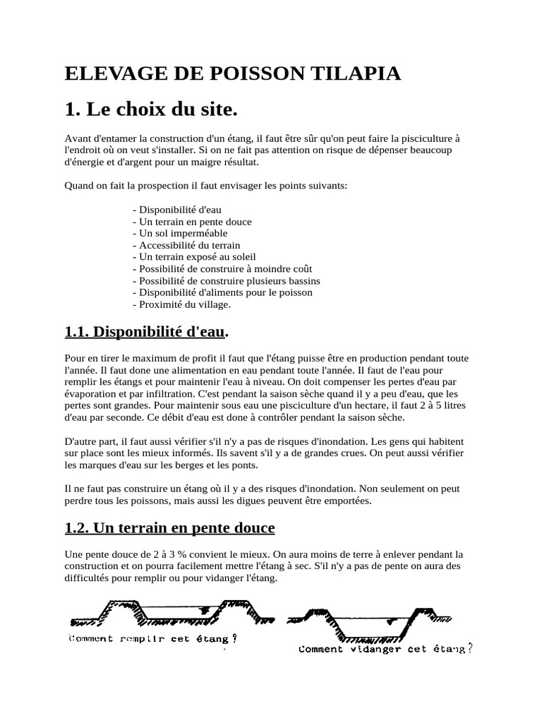 Elevage de Poisson Tilapia | PDF