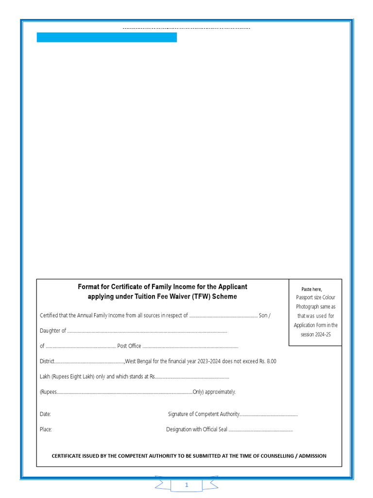 TFW Certificate Format | PDF