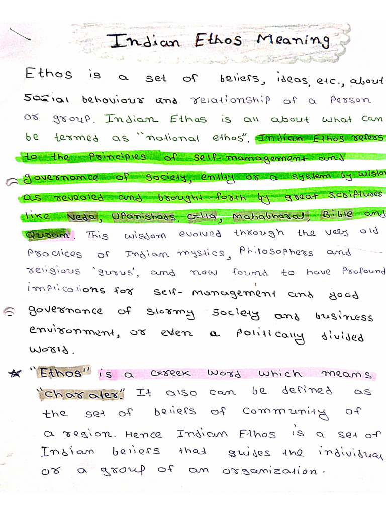 Indian Ethos Unit 1 | PDF