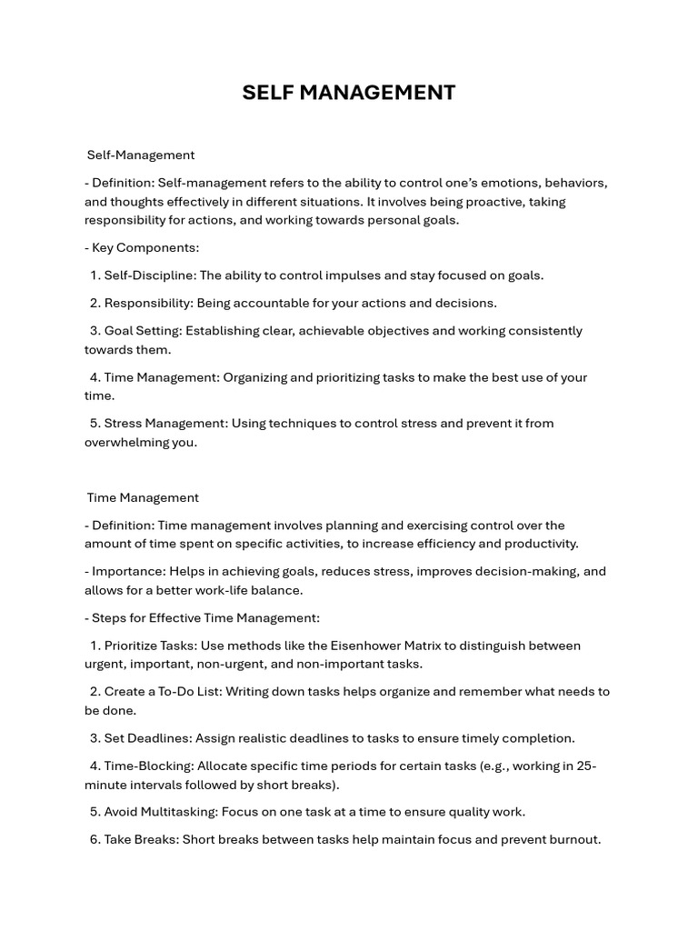 Self Management | PDF