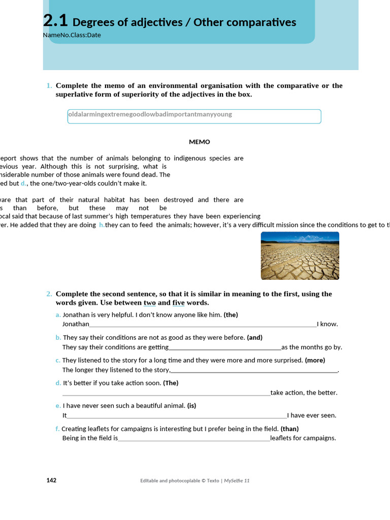 Standard - Grammar - U2.1 - Degrees of Adjectives - Other Comparatives | PDF