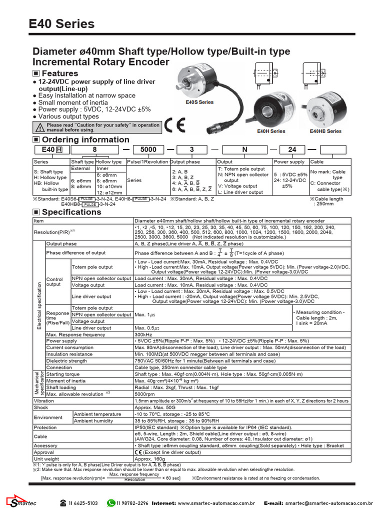 Smartec Autonics EncoderE40S Catalogo EN | PDF