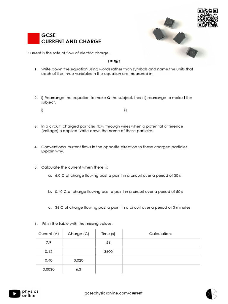 GCSE Current and Charge | PDF