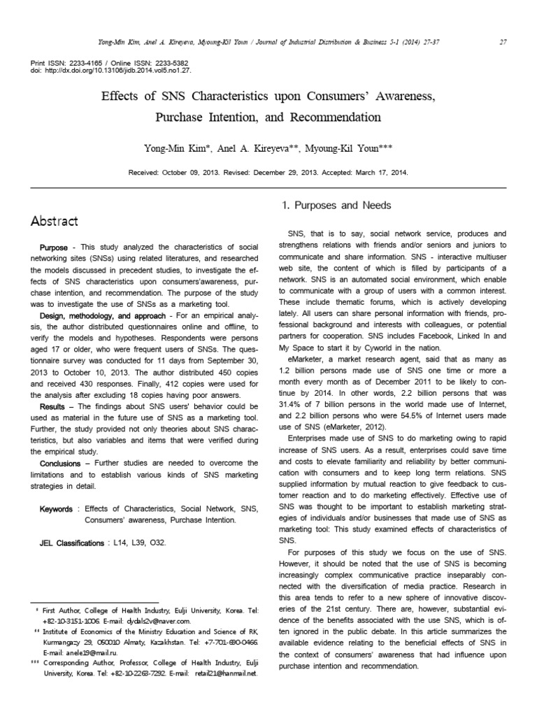 Report SNS | PDF | Social Networking Service | Intention