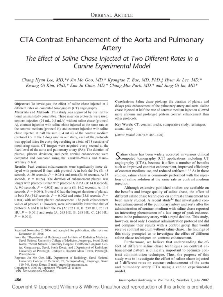 Cta Contrast Enhancement of The Aorta And.2 | PDF