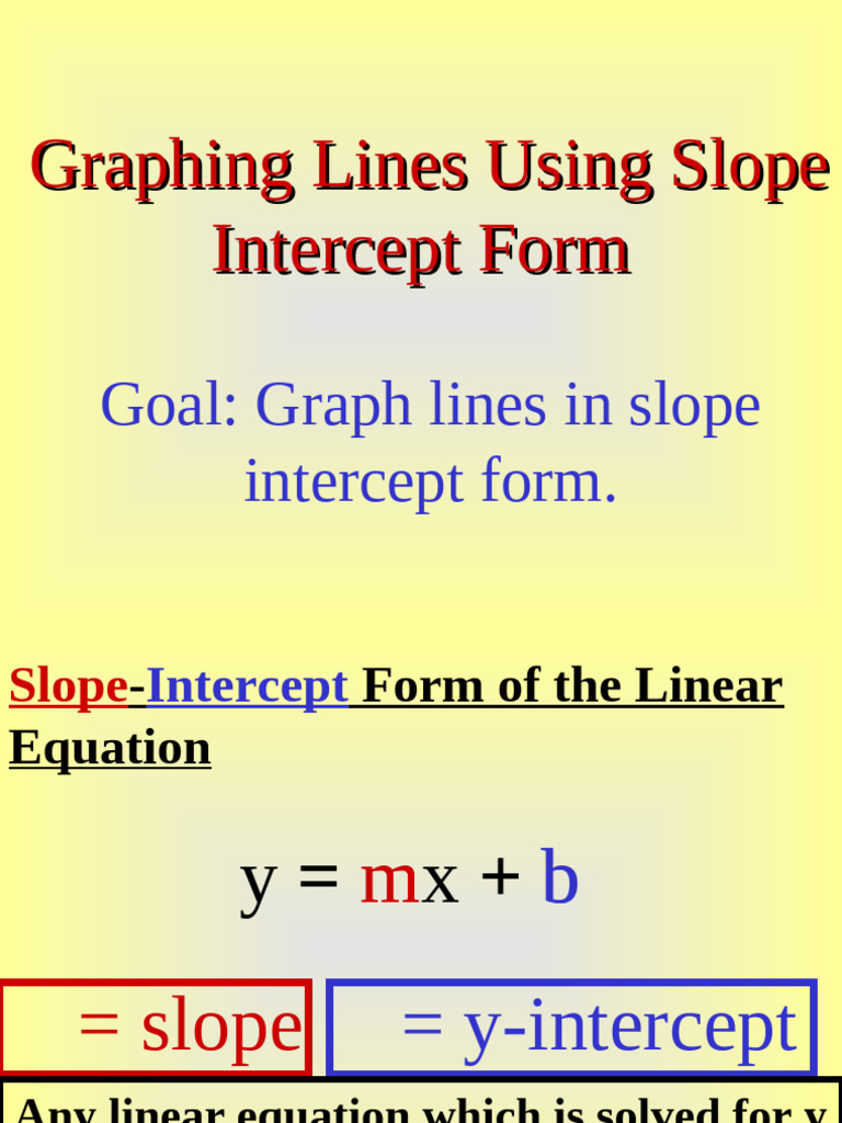 Graphing Lines Using Slope Intercept Form | PDF