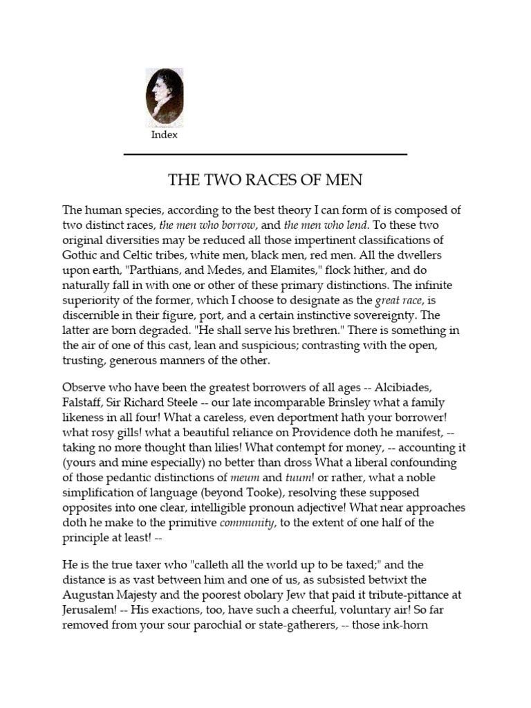 The Two Races of Man - Charles Lamb | PDF