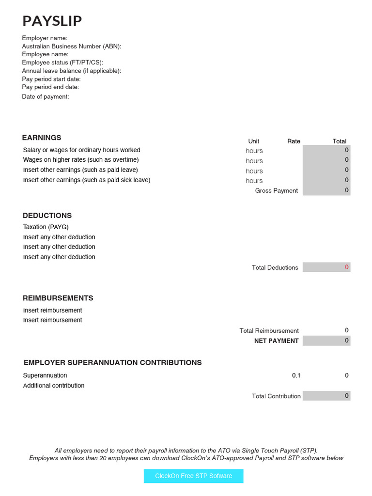 Australian Payslip Template Guide | PDF | Finance & Money Management
