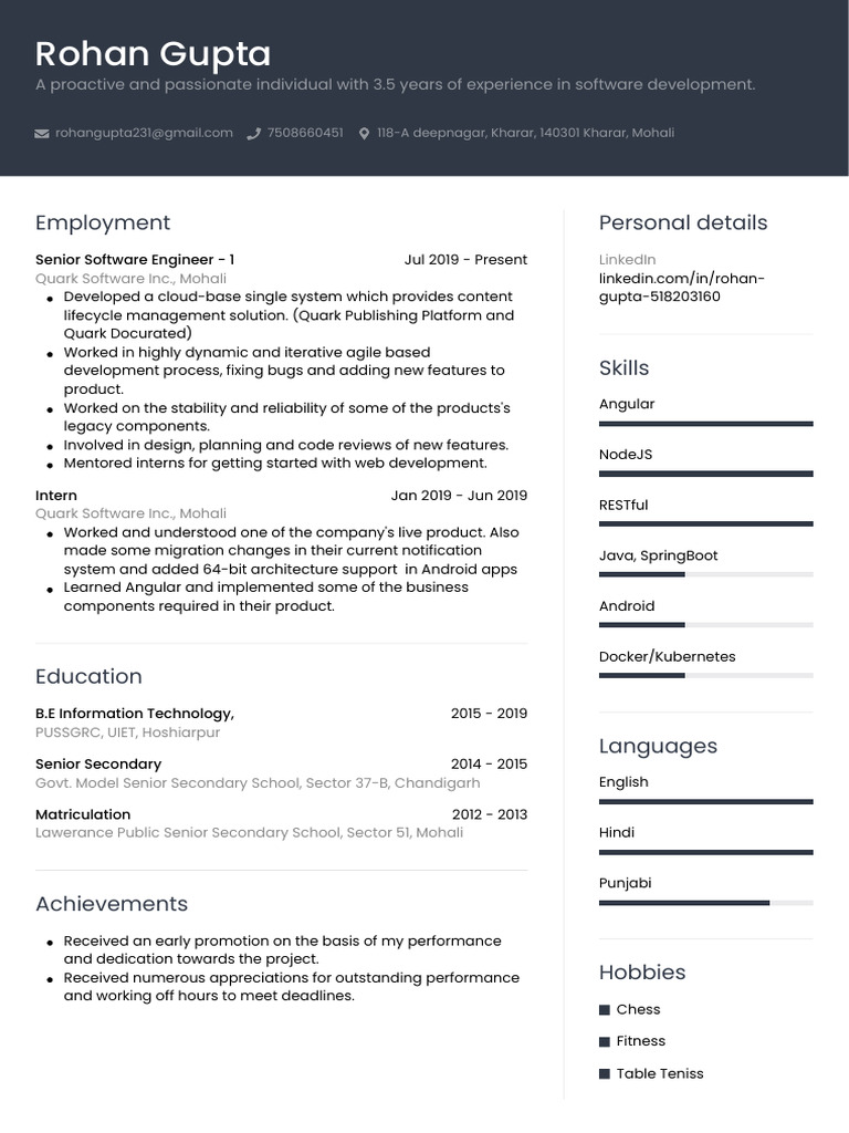 Resume Rohan Gupta | PDF