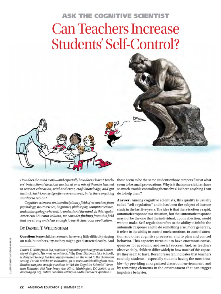 Willingham 2011 - Can Teachers Increase Students' Self-Control | PDF