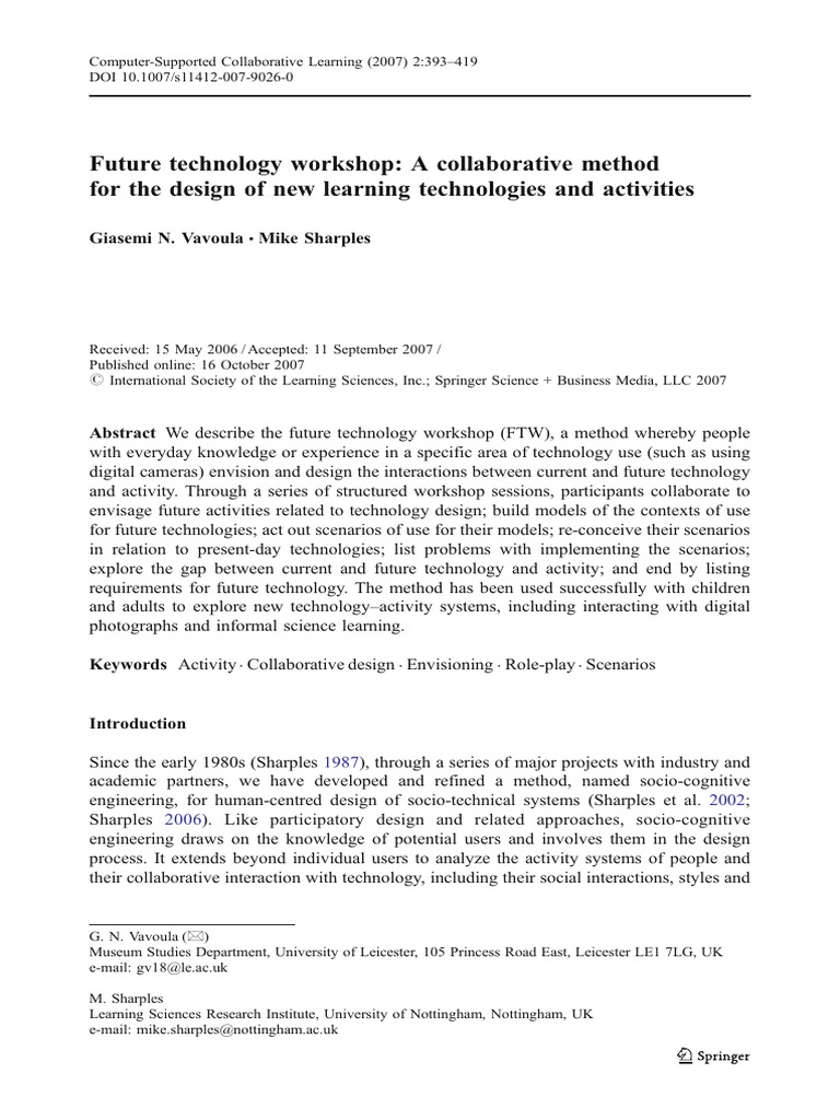 Future Technology Workshop: A Collaborative Method For The Design of ...