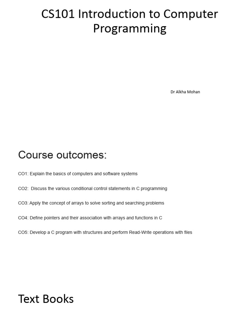 Introduction To Computer Programming | PDF