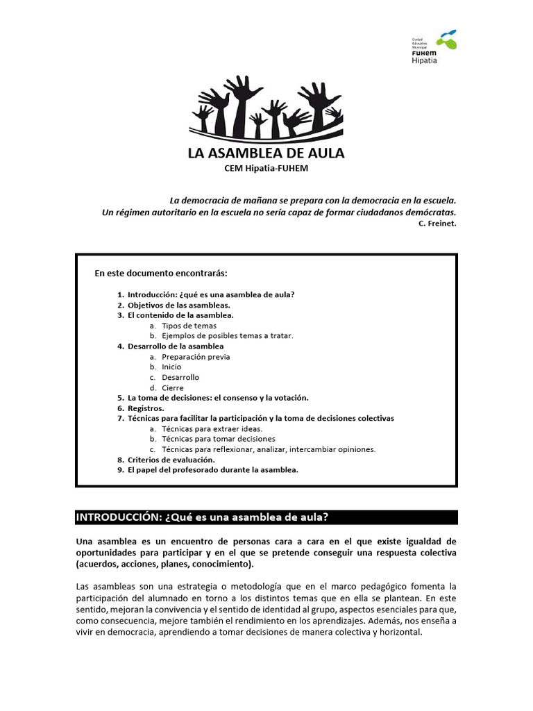 Como Hacer Asambleas de Aula | PDF