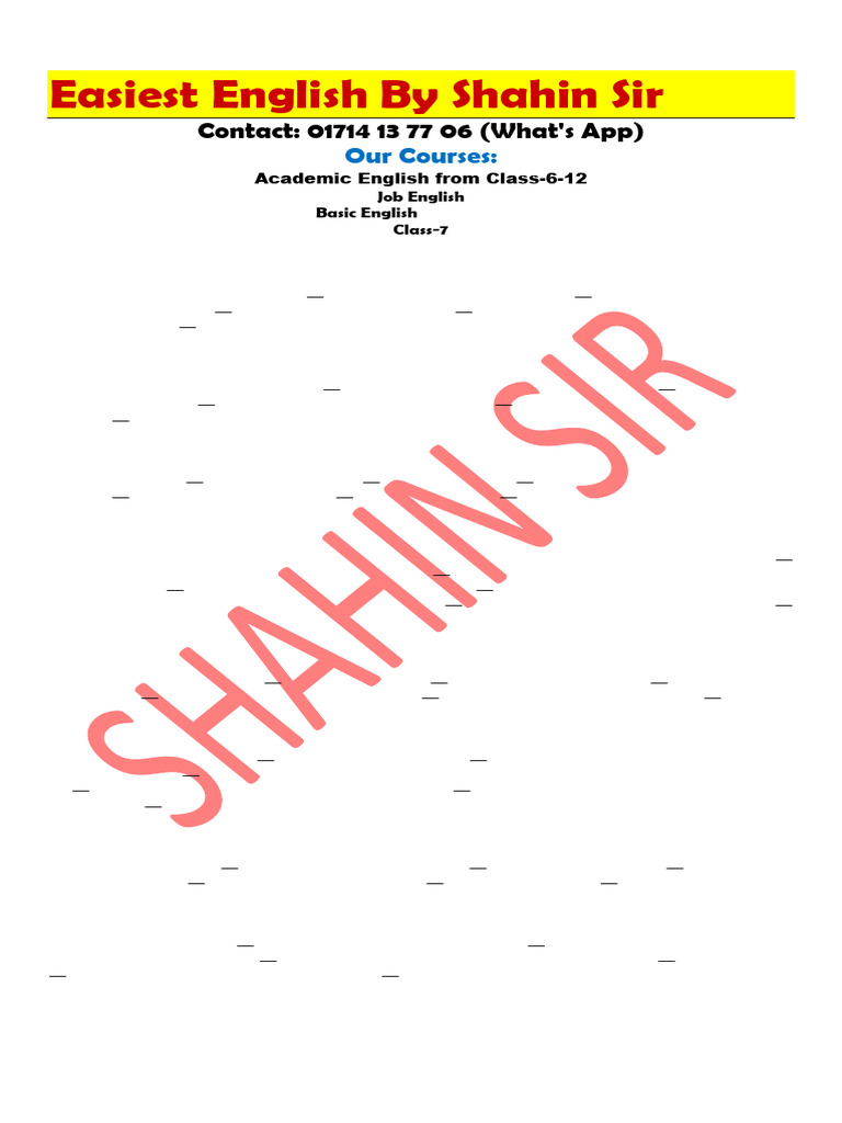 Class 7 Preposition (Question No-6) Editted | PDF