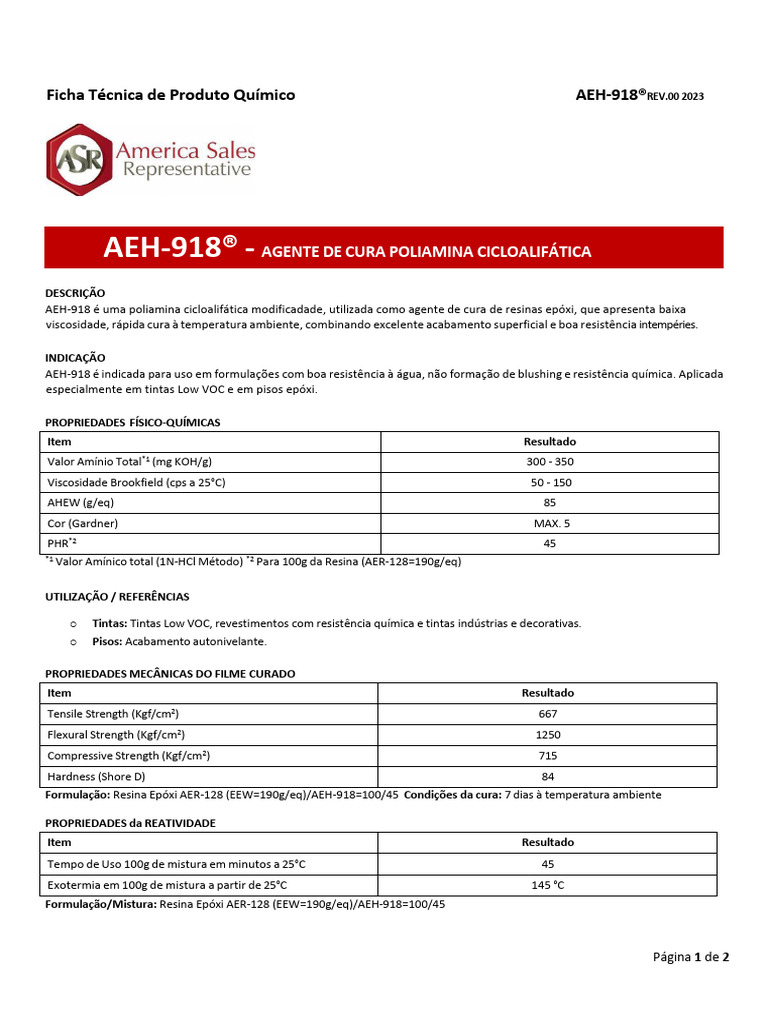Ficha Técnica de Produto - AEH-918 | PDF